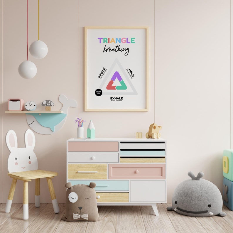 Calming Down Corner, Triangle Breathing Poster, Printable Decor for ...
