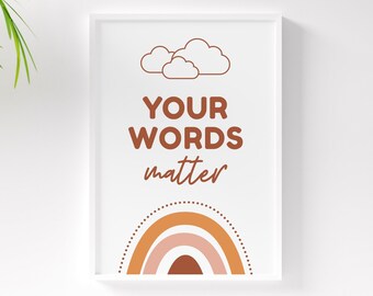 Your Words Matter Digital Download, Speech Therapy Decor,slp Gifts ...