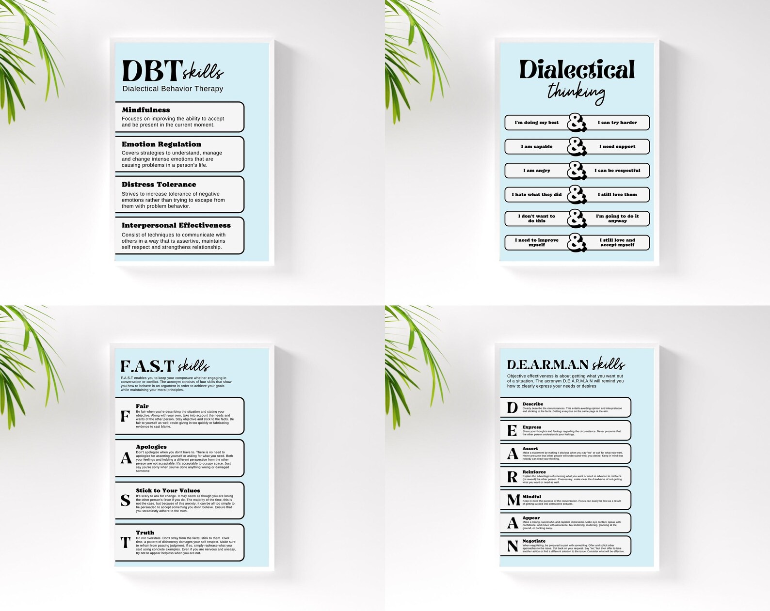 Set of 9 DBT Posters, Dialectical Behavior Therapy Room Decor - Etsy