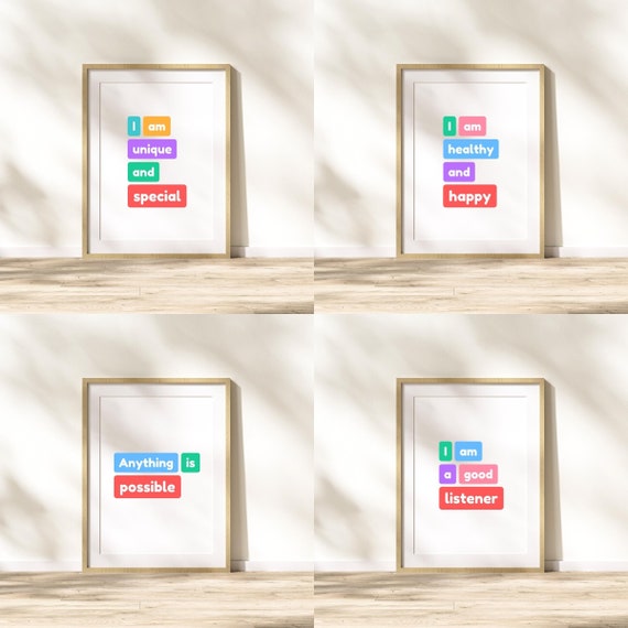 4 Kids Affirmation Wall Art Bundle Positive Affirmation for - Etsy