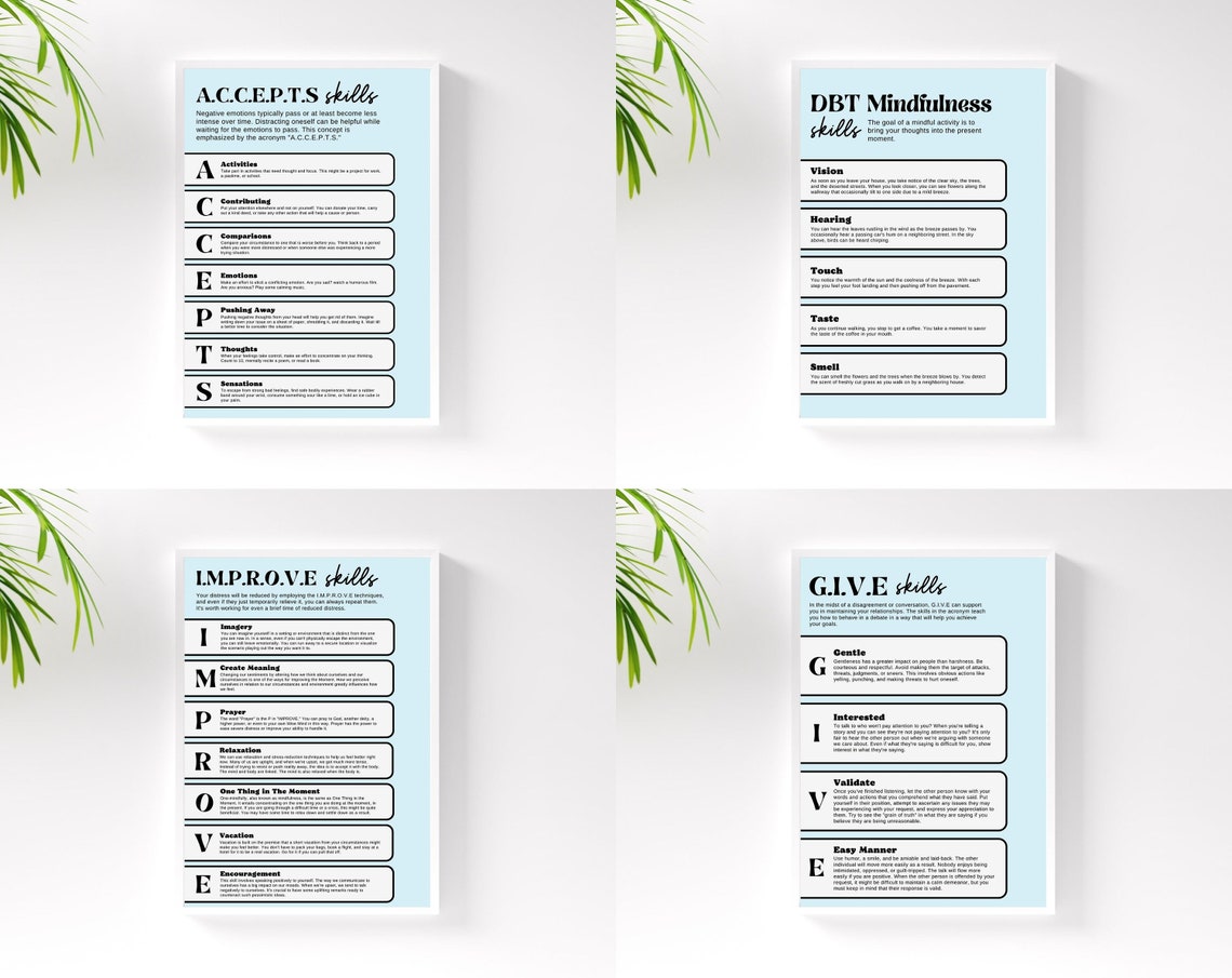 Set of 9 DBT Posters, Dialectical Behavior Therapy Room Decor - Etsy