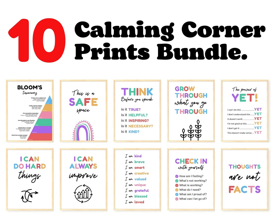Set of 10 Calming Corner Poster Decor for Therapy Office - Etsy