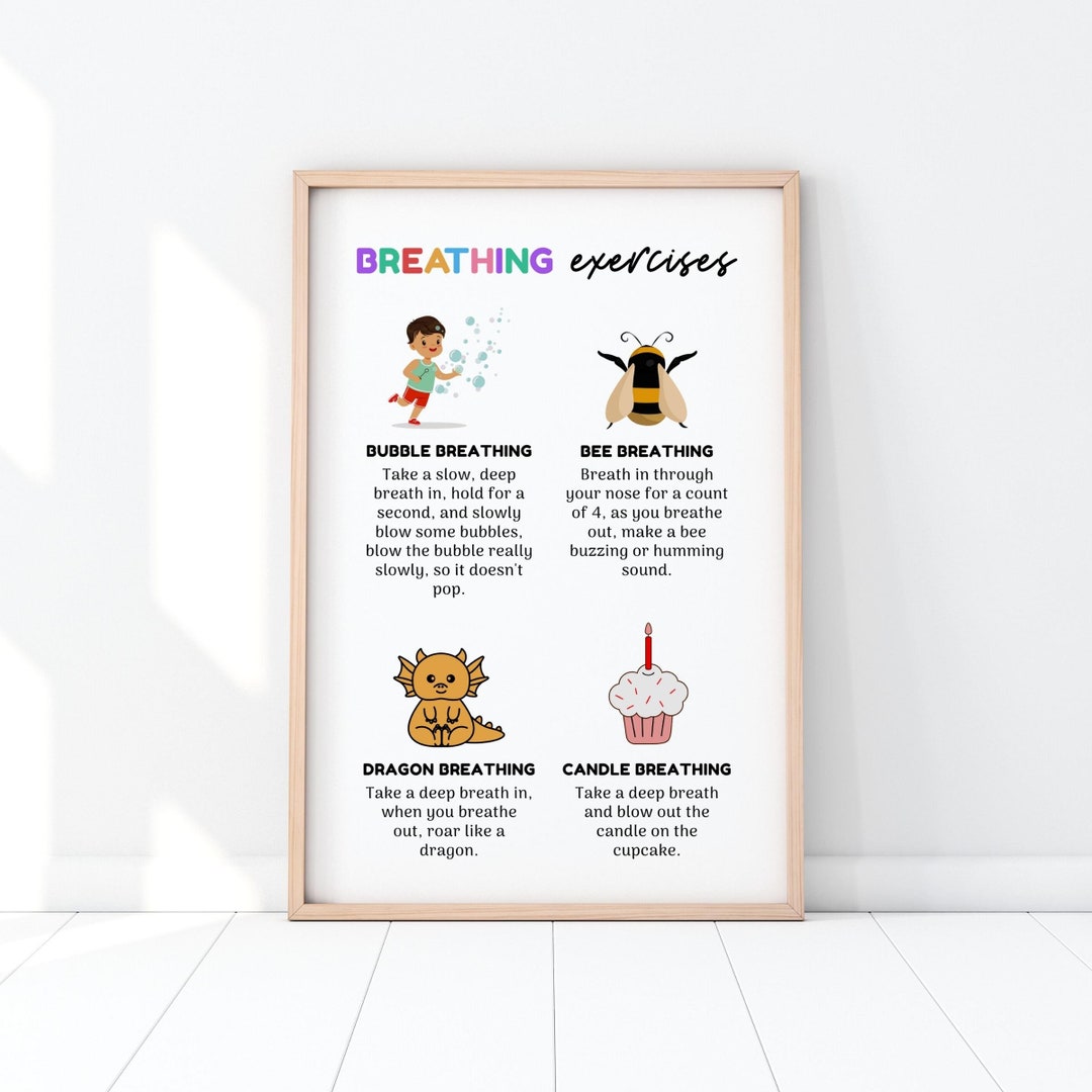 Calming Corner Poster, Breathing Exercises Wall Art Decor, Printable ...