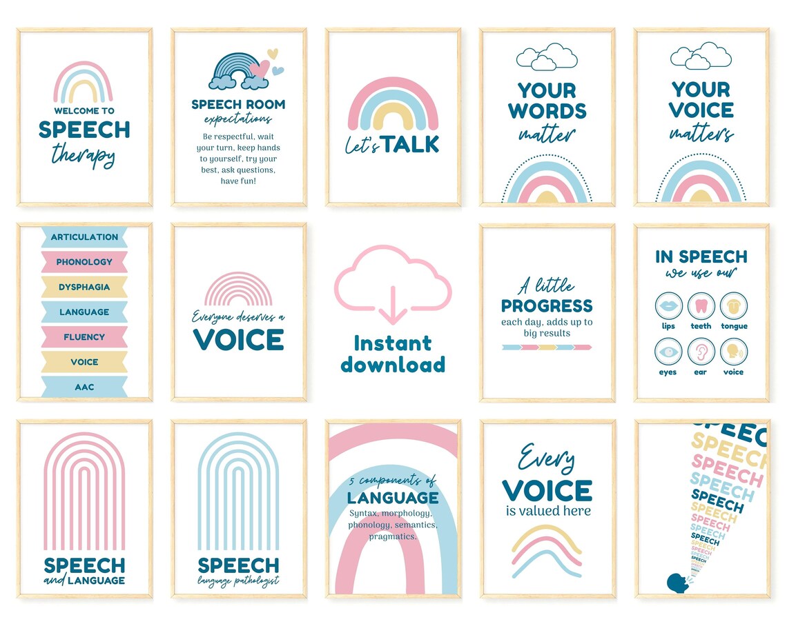 Set of 14 Speech Therapy Poster for Speech Therapy Counseling - Etsy