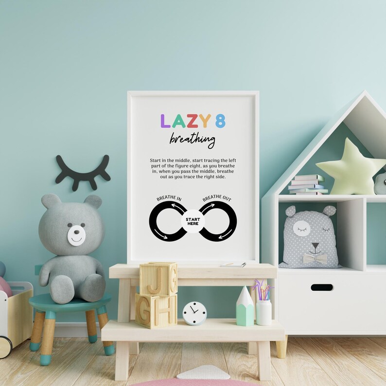 Calming Corner Poster, Lazy 8 Breathing Decor, Printable for Therapy ...