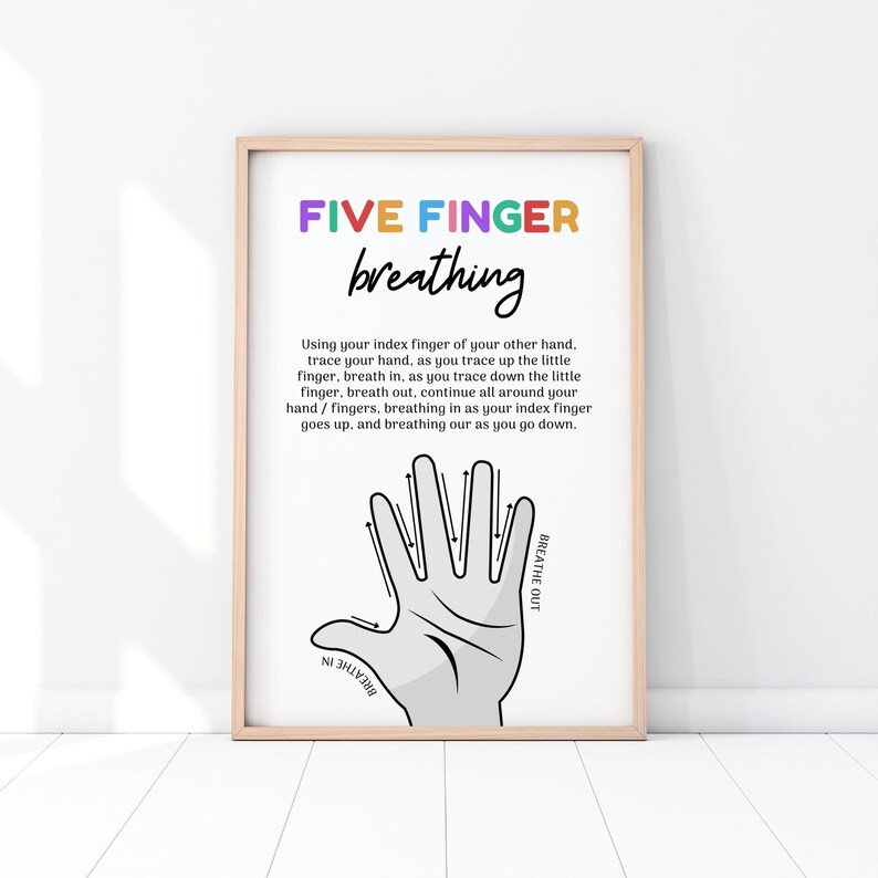 Five Finger Breathing Technique Poster, Calming Corner Printable for ...