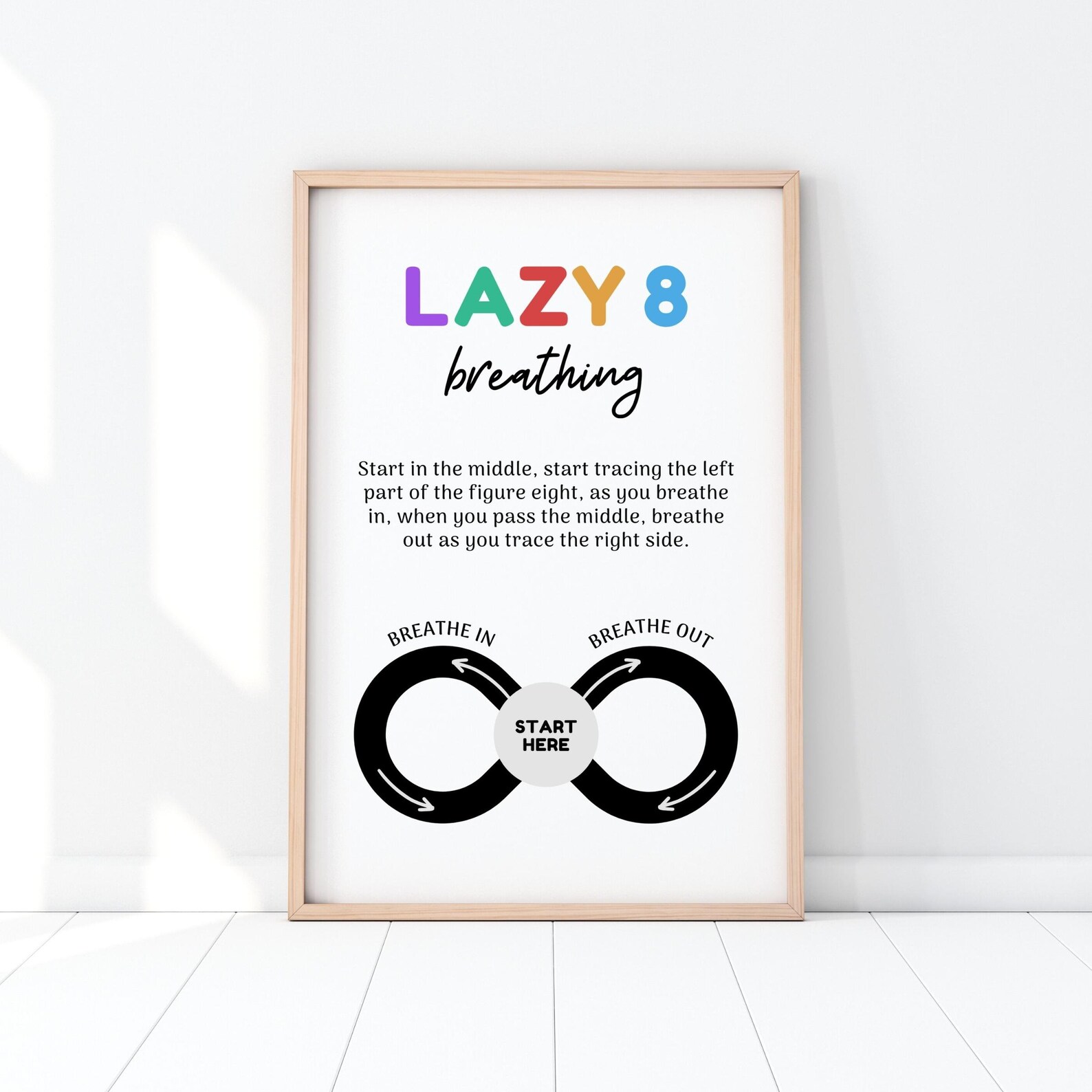 Calming Corner Poster, Lazy 8 Breathing Decor, Printable for Therapy ...
