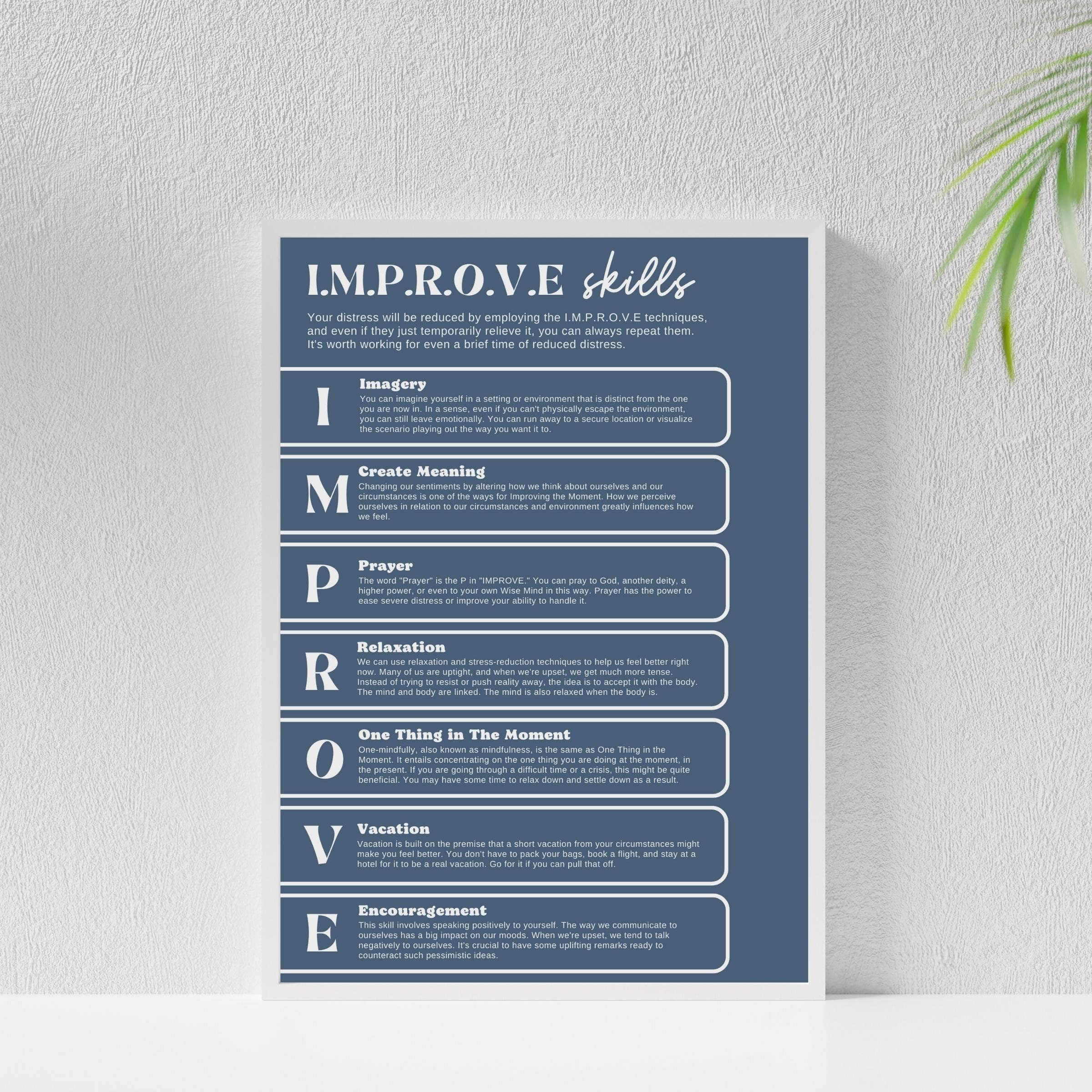 DBT Poster IMPROVE Skills Poster for Therapy Office Decor - Etsy