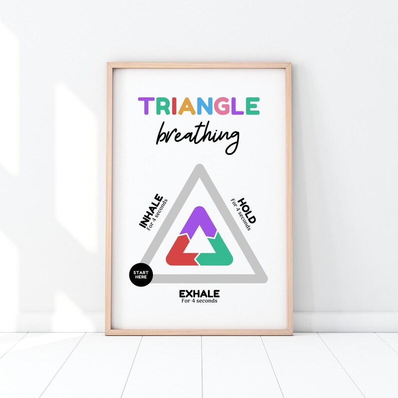 Calming Down Corner, Triangle Breathing Poster, Printable Decor for ...