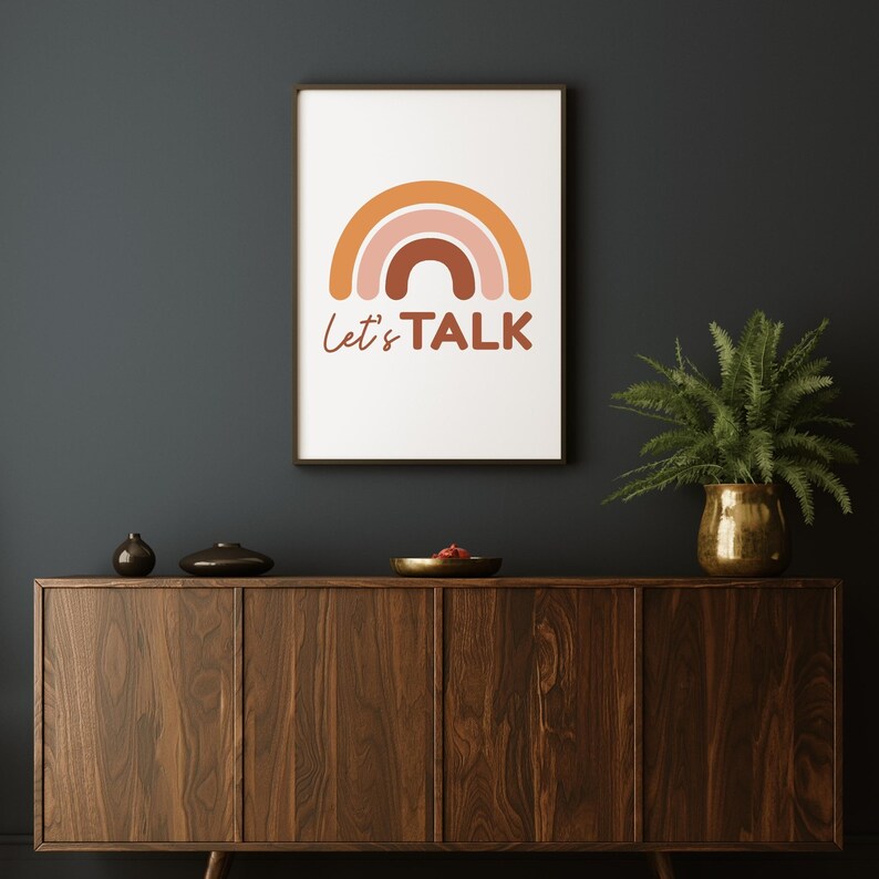 Let's Talk Poster Boho Calming Color for Speech Therapy - Etsy