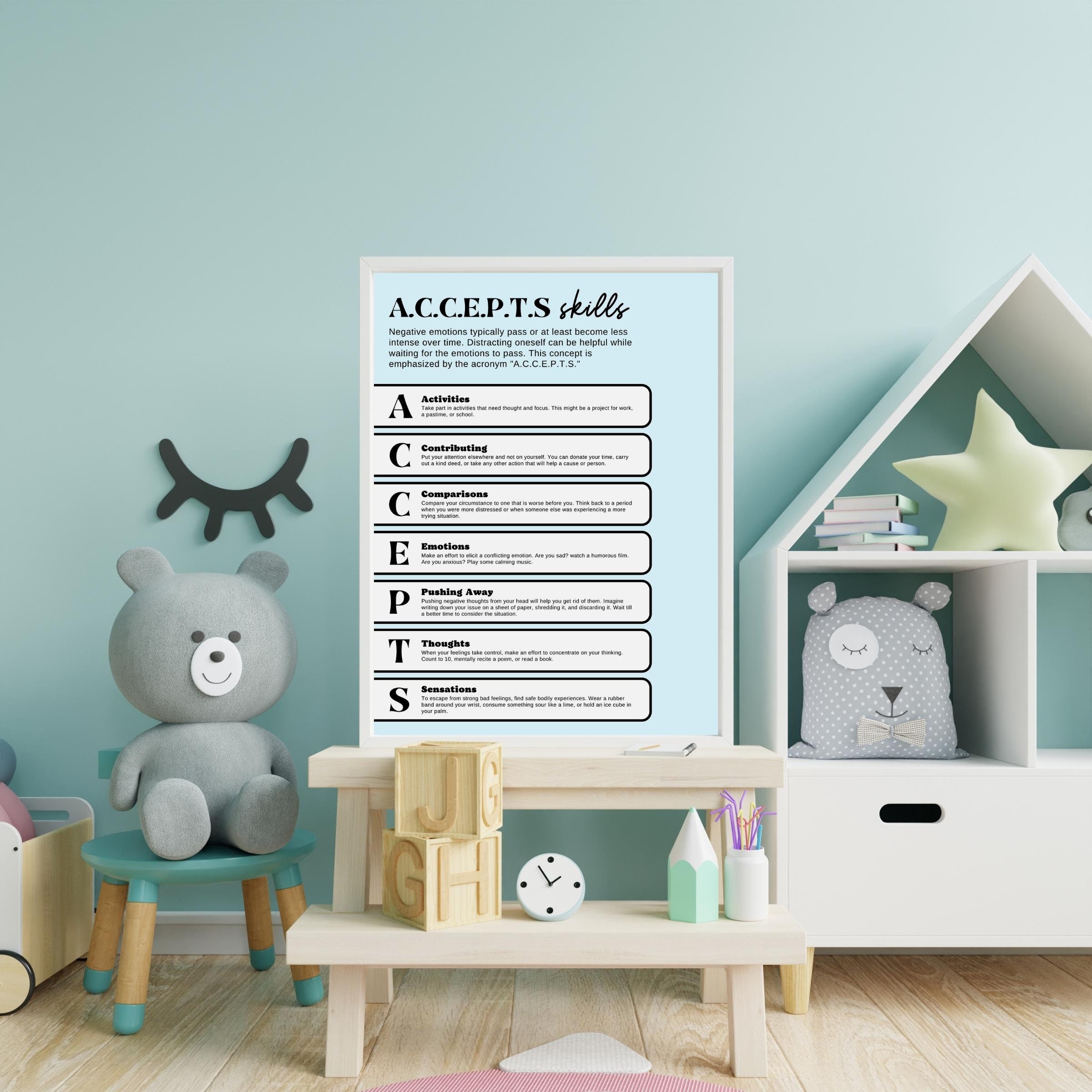 DBT Poster ACCEPTS Skills Poster for Therapy Office Decor - Etsy