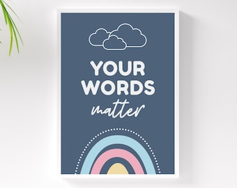 Your Words Matter Digital Download, Speech Therapy Decor,slp Gifts ...