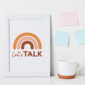 Let's Talk Poster Boho, Calming Color, for Speech Therapy Decor - Etsy