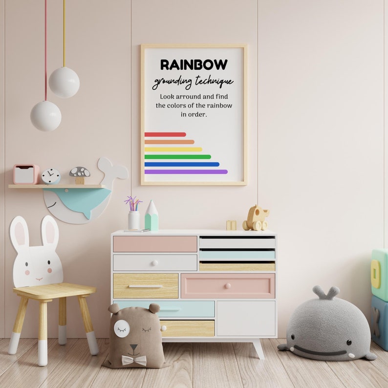 Calm Down Rainbow Grounding Technique Poster for Educational - Etsy Calm Down Rainbow Grounding Technique Poster for Educational - Etsy