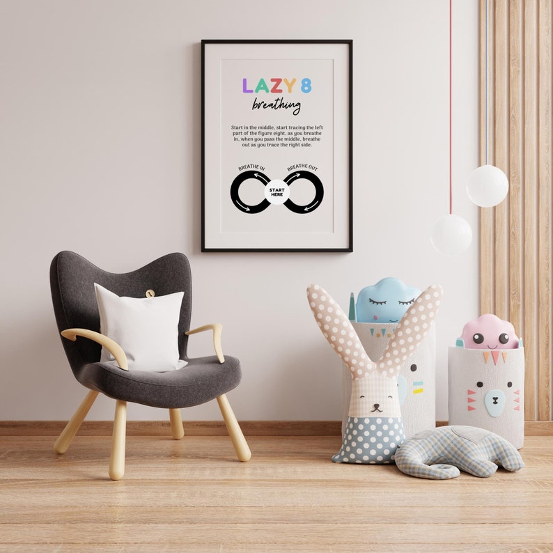 Calming Corner Poster, Lazy 8 Breathing Decor, Printable for Therapy ...