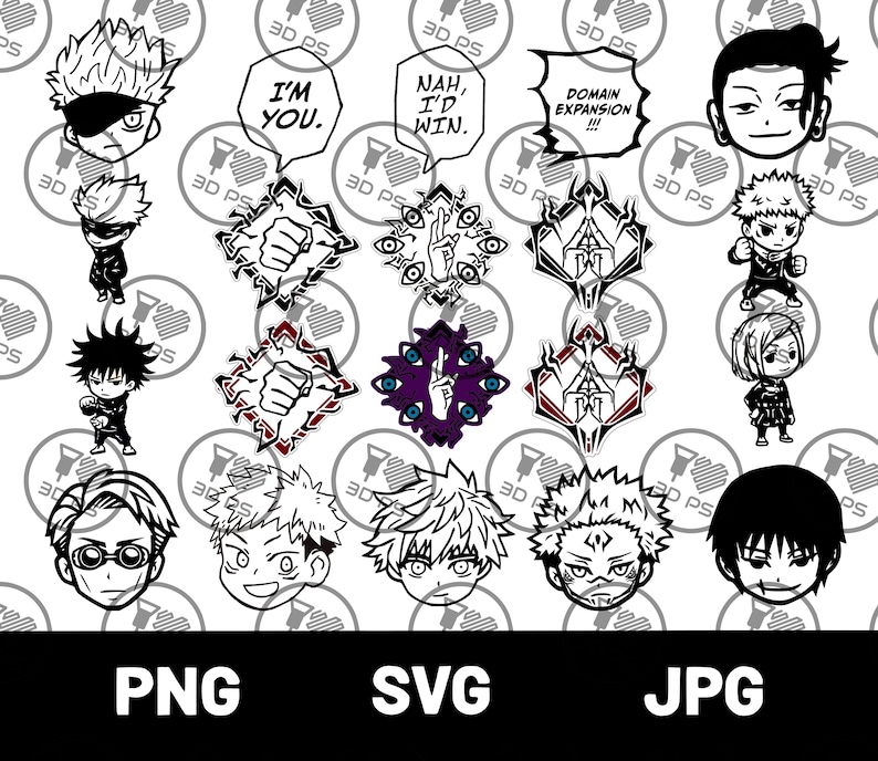 20 Anime Bundle SVG Designs 20 JJK Designs / Anime Silhouette SVG ...