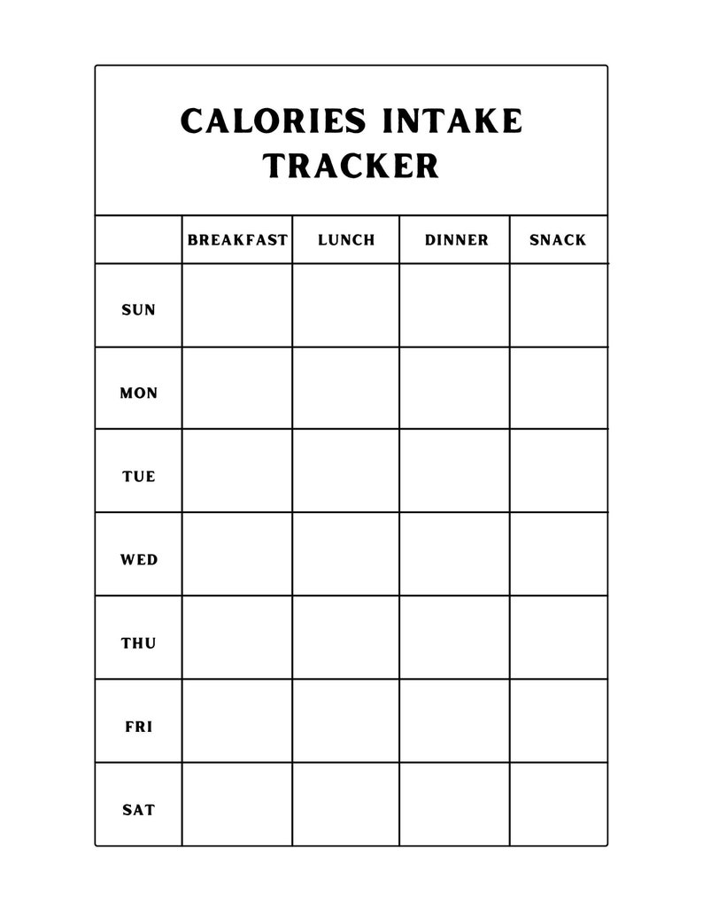 Calorie Intake Tracker Printable PDF - Etsy