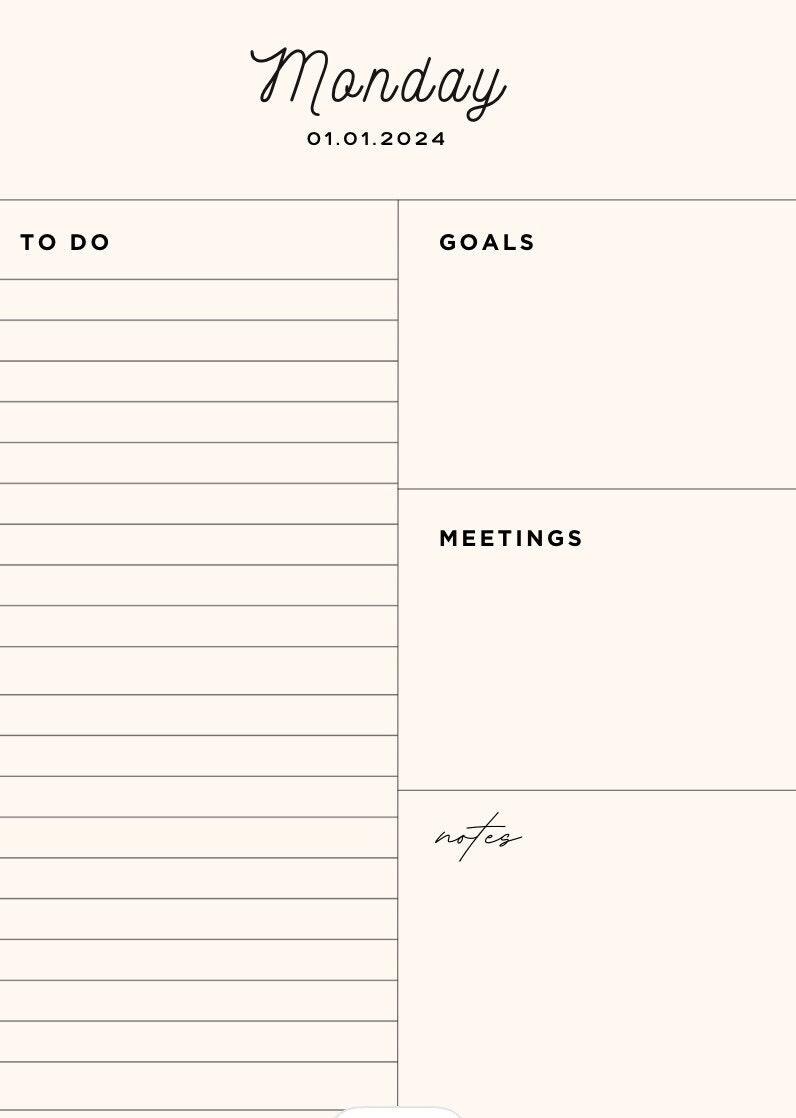 Editable Daily Planner Template - Etsy