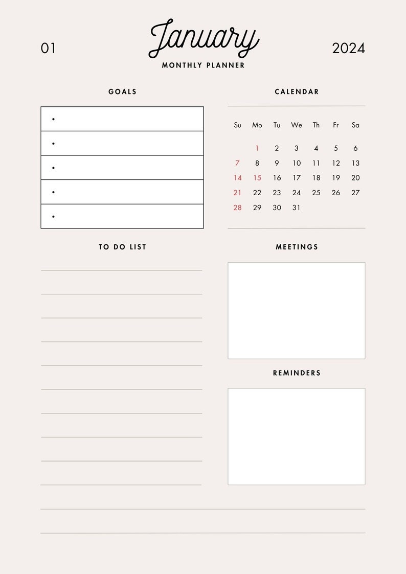 2024 Monthly Editable Planner Template - Etsy