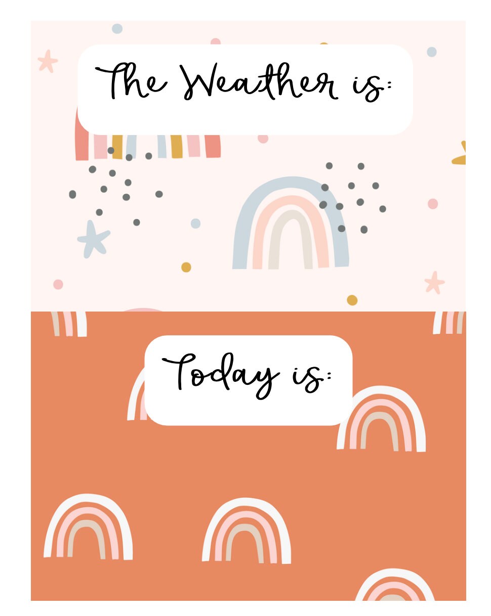 BOHO Rainbow Calendar Classroom Display Printable Download - Etsy