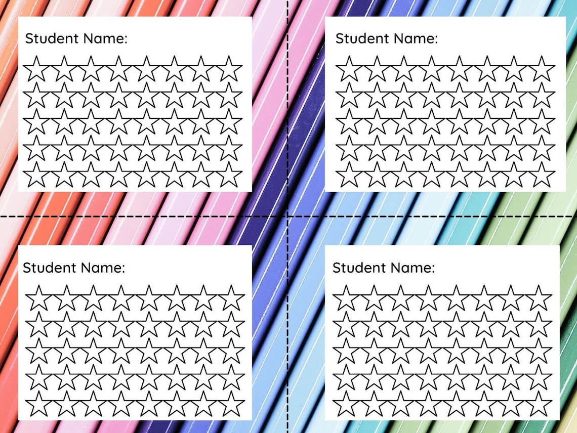 Student Positive Behaviour Star Chart Template - Etsy