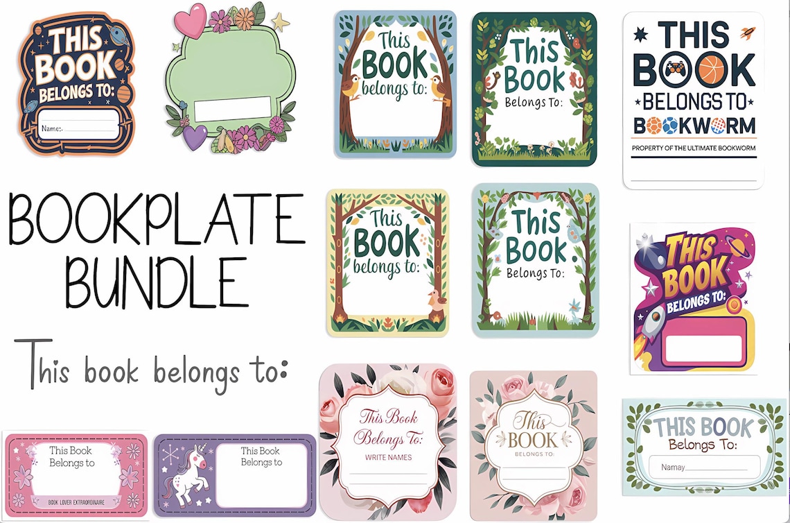 This Book Belongs to Labels Printable High Resolution Colour Tags - Etsy