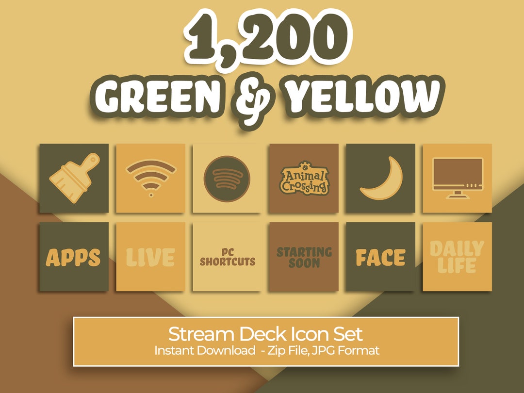 Green & Yellow - 1,200 Stream Deck Icons | Streamers, Streaming, Twitch ...