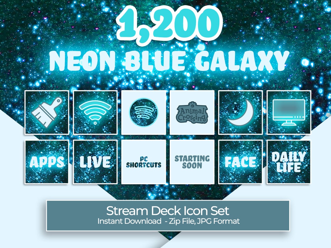 Neon Blue Galaxy - 1,200 Stream Deck Icons | Streamers, Streaming ...