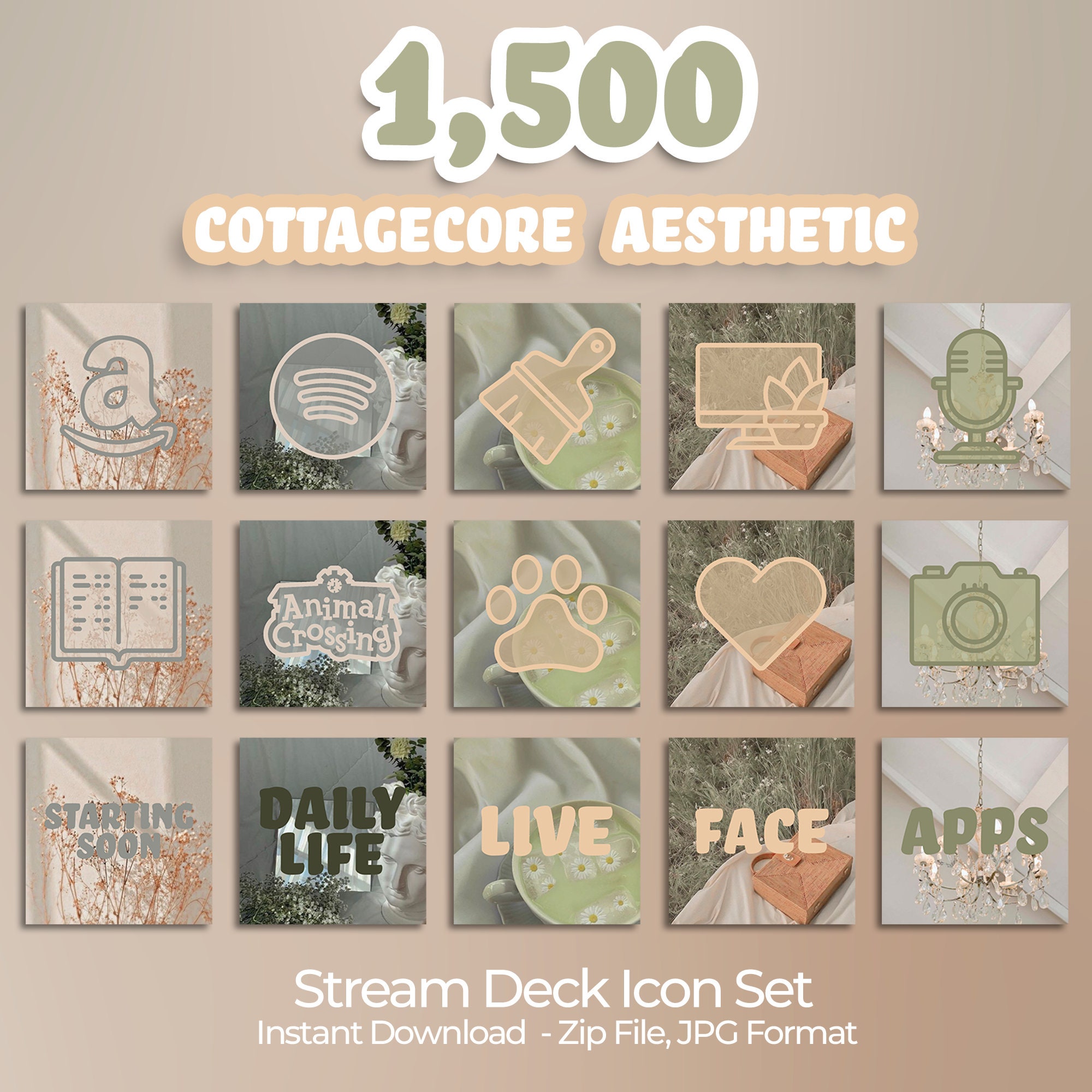 1,500 Stream Deck Icons Streamers, Streaming, Twitch Cottagecore ...