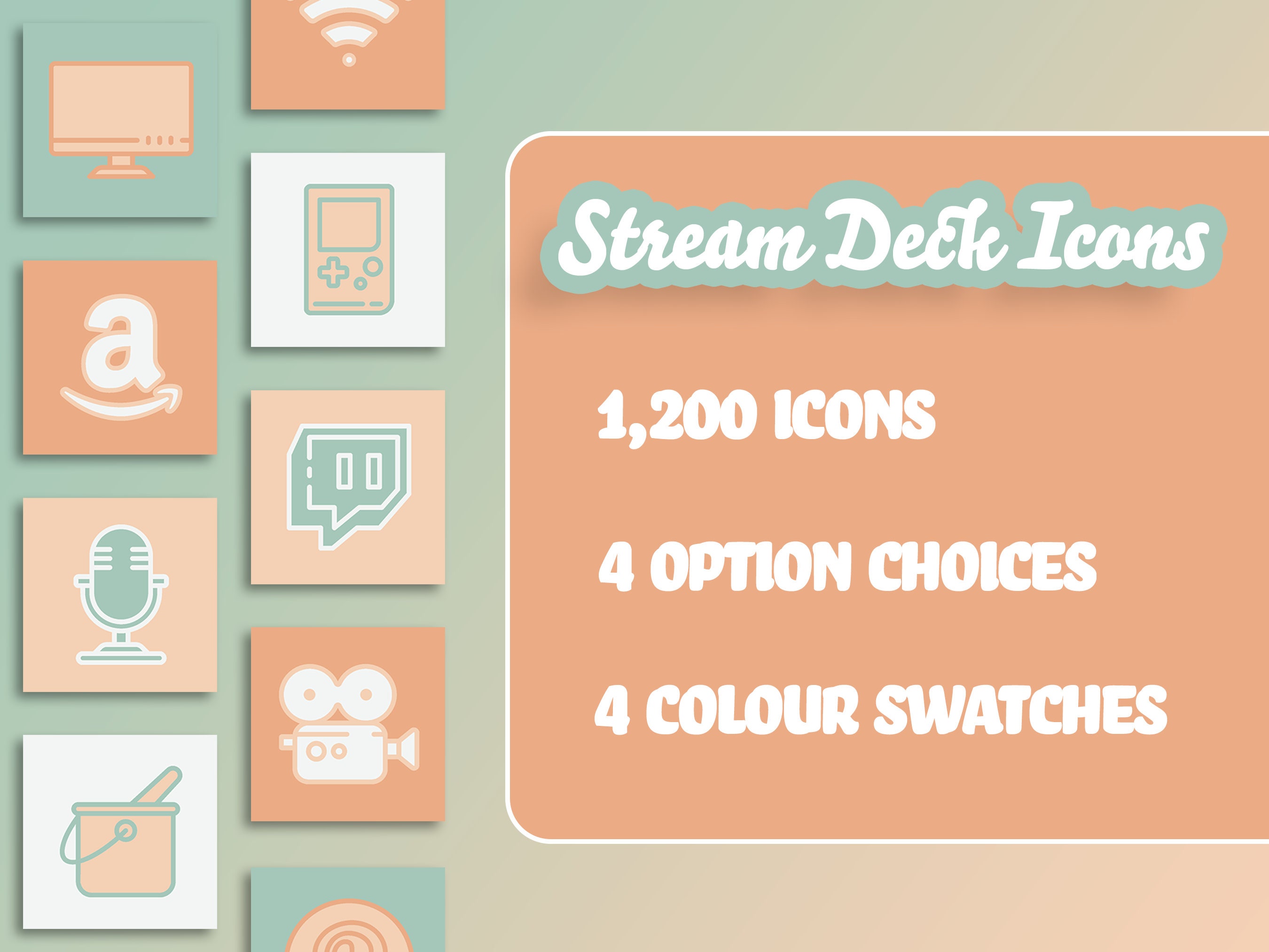 Beach Blue and Orange 1200 Stream Deck Icons Streamers, Streaming ...