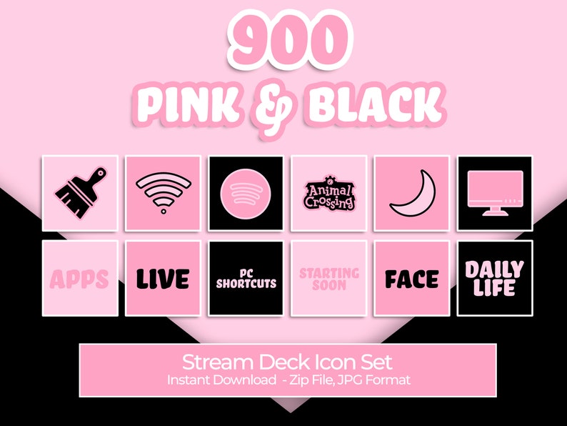 Pink and Black - 900 Stream Deck Icons | Streamers, Streaming, Twitch ...