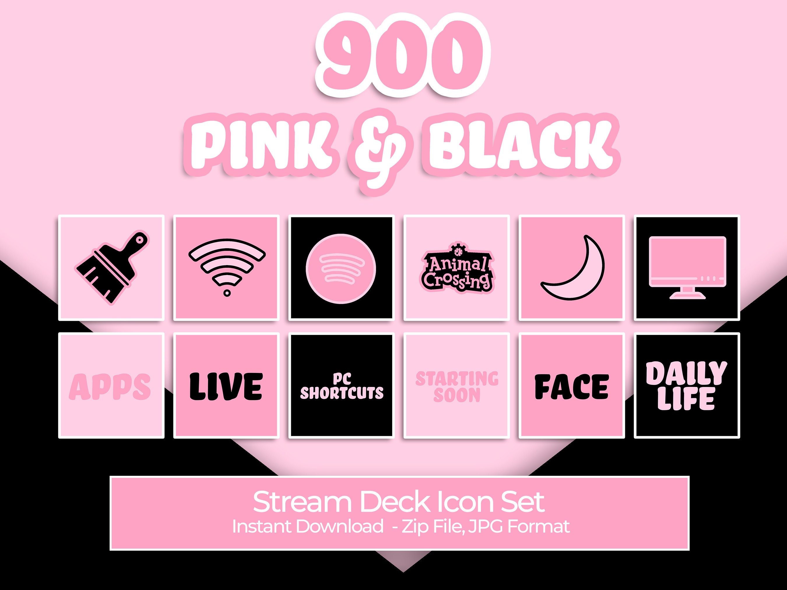 Pink and Black - 900 Stream Deck Icons | Streamers, Streaming, Twitch ...