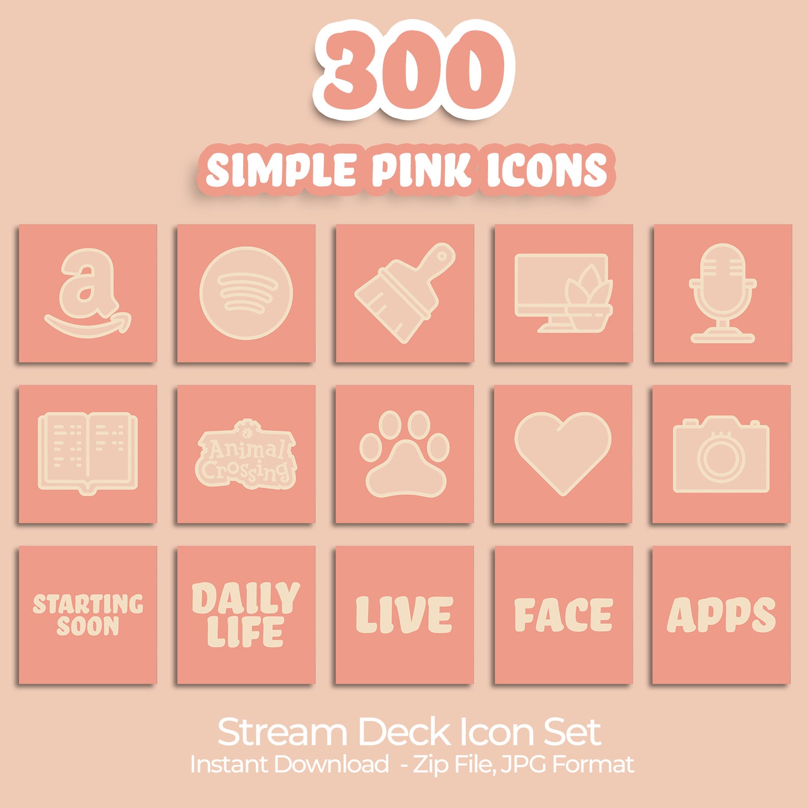 300 Stream Deck Icons | Streamers, Streaming, Twitch | Simple Pink - Etsy