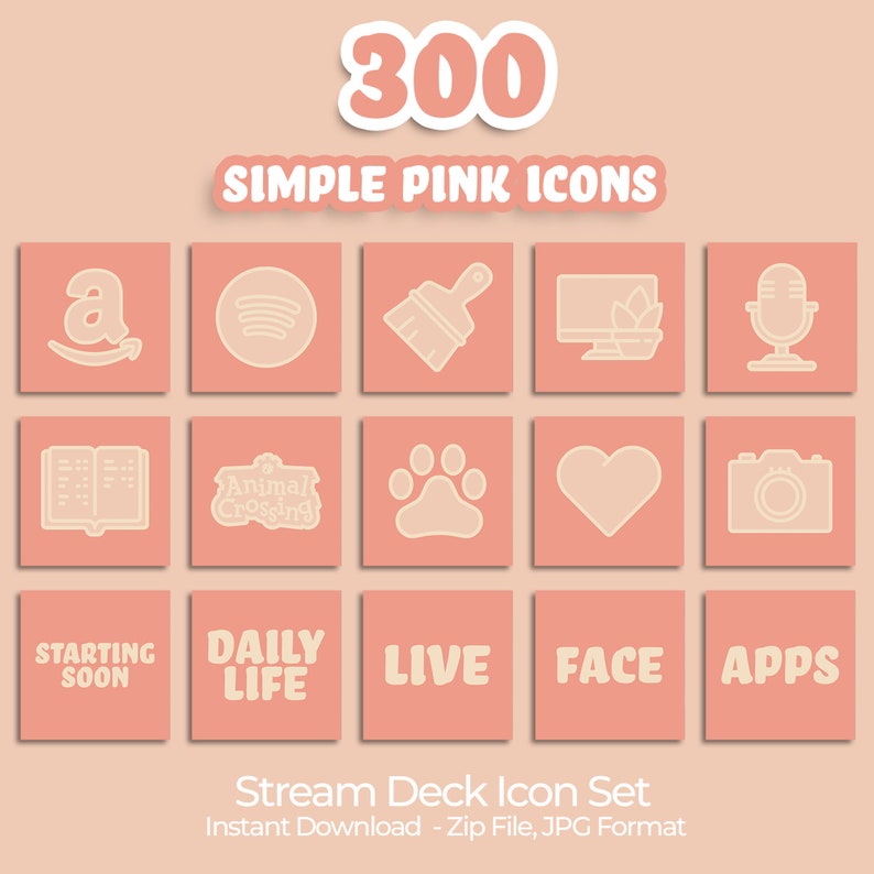 300 Stream Deck Icons | Streamers, Streaming, Twitch | Simple Pink - Etsy