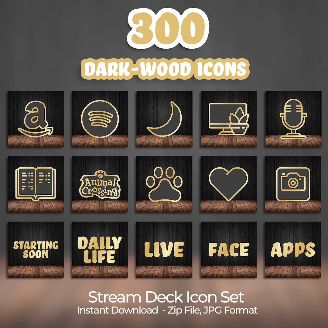 300 Stream Deck Icons | Streamers, Streaming, Twitch | Dark-wood Icons ...