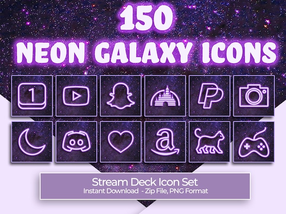 Neon Galaxy Purple 150 Stream Deck Icons Streamers - Etsy