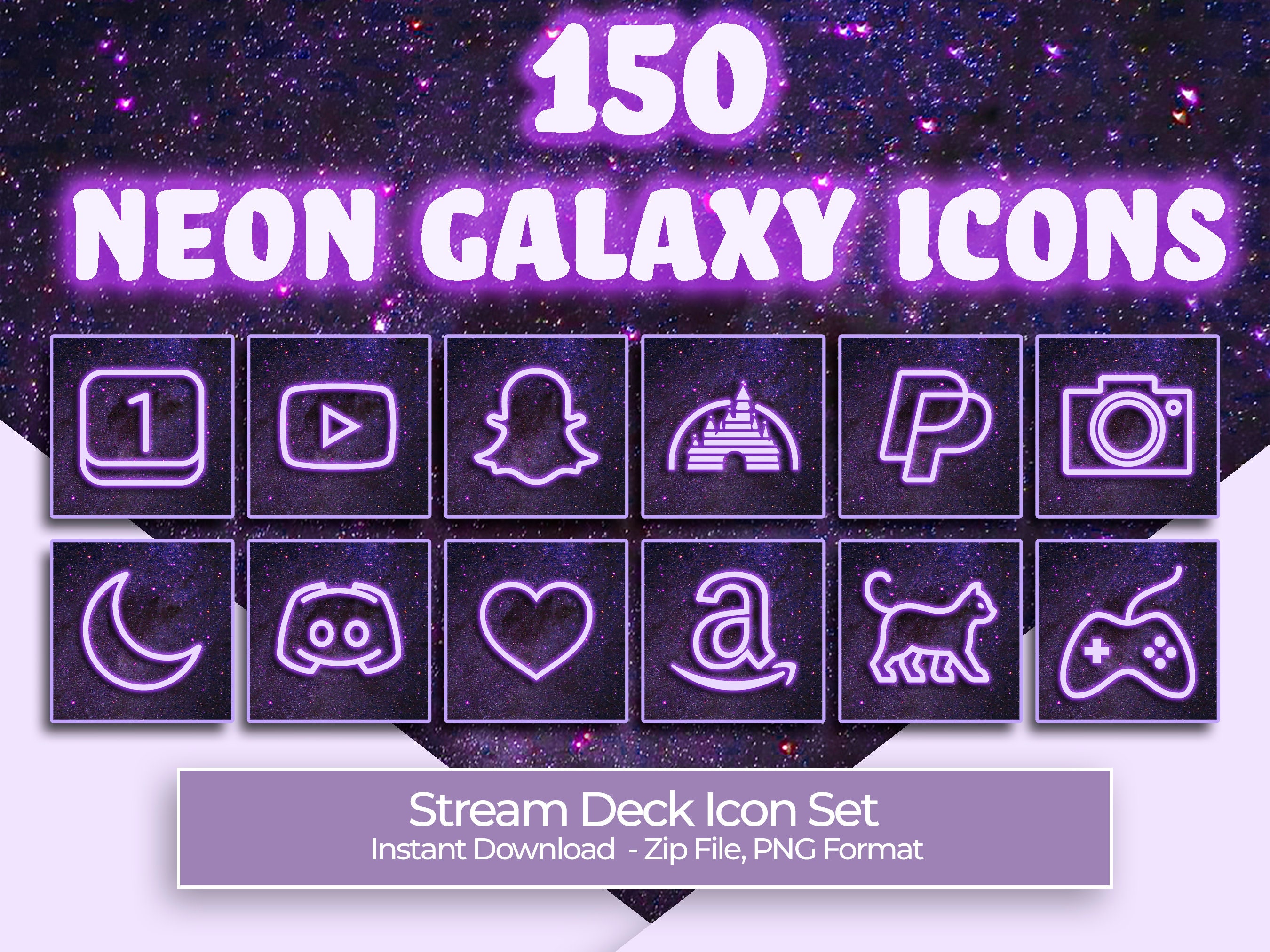 Neon Galaxy Purple - 150 Stream Deck Icons | Streamers, Streaming ...
