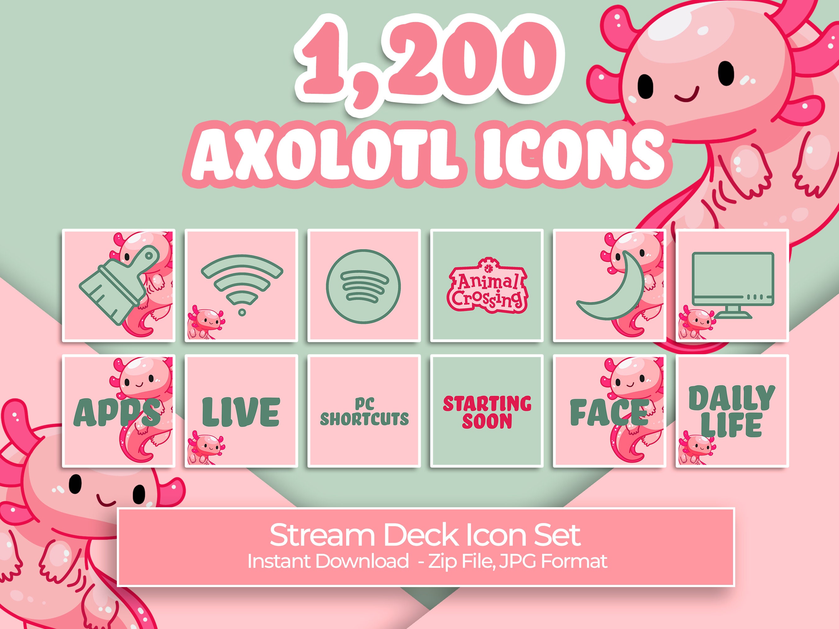 Axolotl Icons - 1,200 Stream Deck Icons | Streamers, Streaming, Twitch ...
