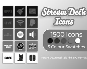 STREAM DECK ICONS Black and White Streamer Twitch - Etsy