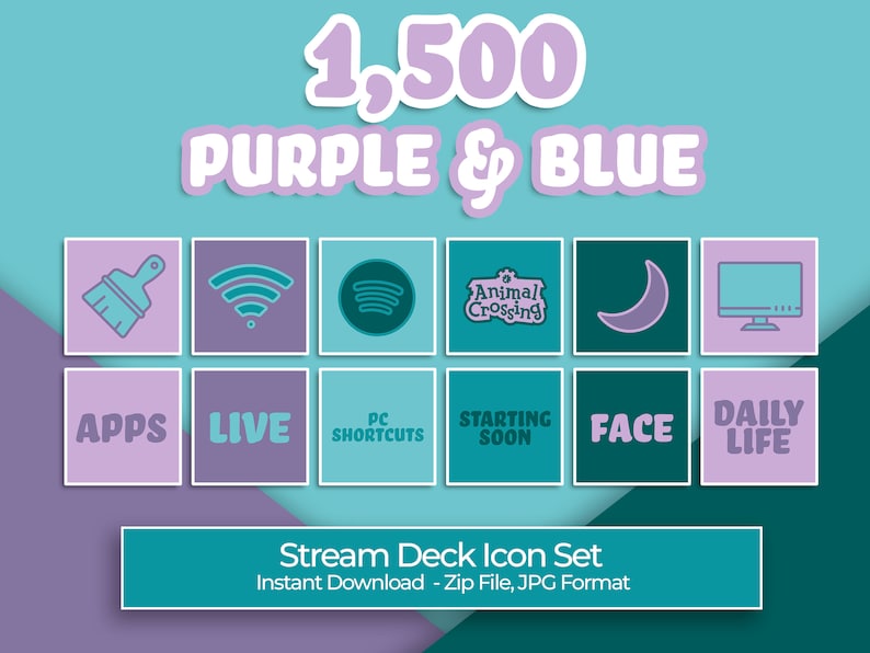 Purple and Blue Icons - 1,500 Stream Deck Icons | Streamers, Streaming ...