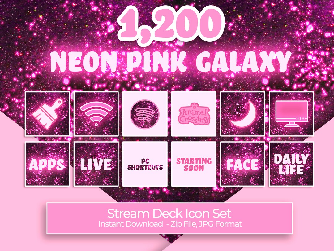 Neon Pink Galaxy - 1,200 Stream Deck Icons | Streamers, Streaming ...