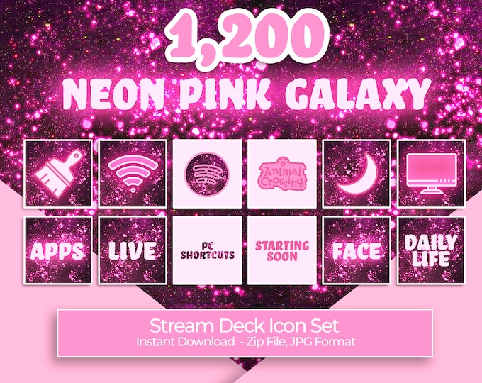 ANIMATED PINK NEON stream deck icons | Streamer | Twitch | Discord ...