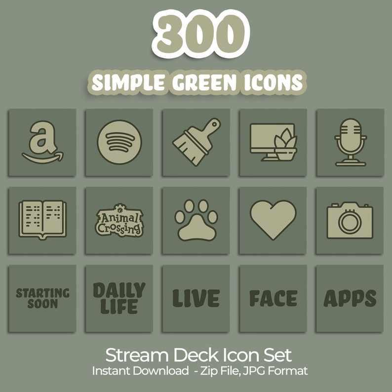 300 Stream Deck Icons | Streamers, Streaming, Twitch | Simple Green - Etsy