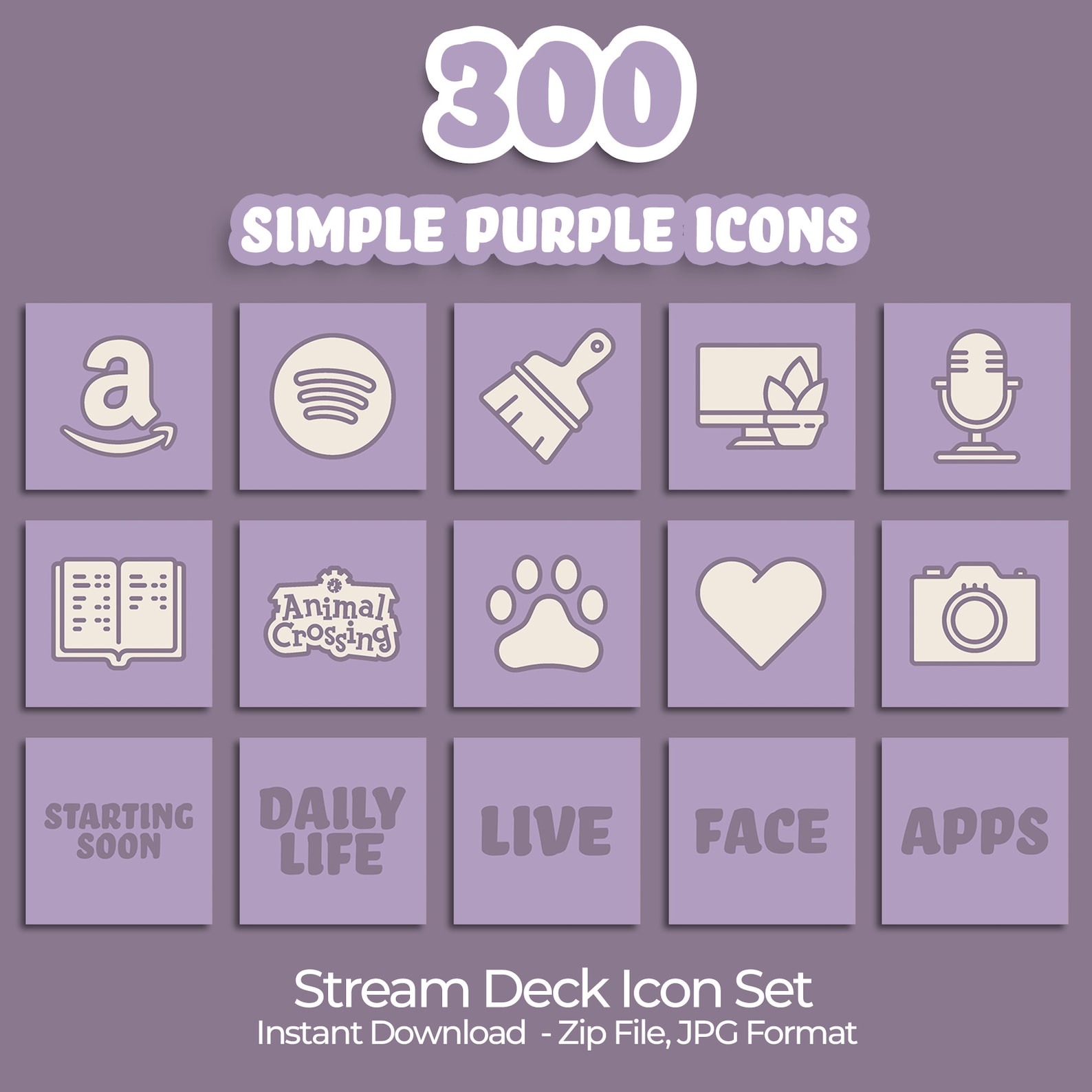 300 Stream Deck Icons | Streamers, Streaming, Twitch | Simple Purple - Etsy