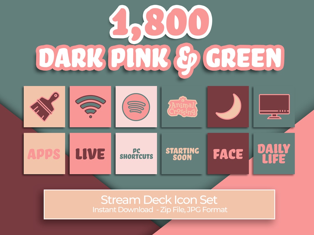 Dark Pink & Green - 1,800 Stream Deck Icons | Streamers, Streaming ...
