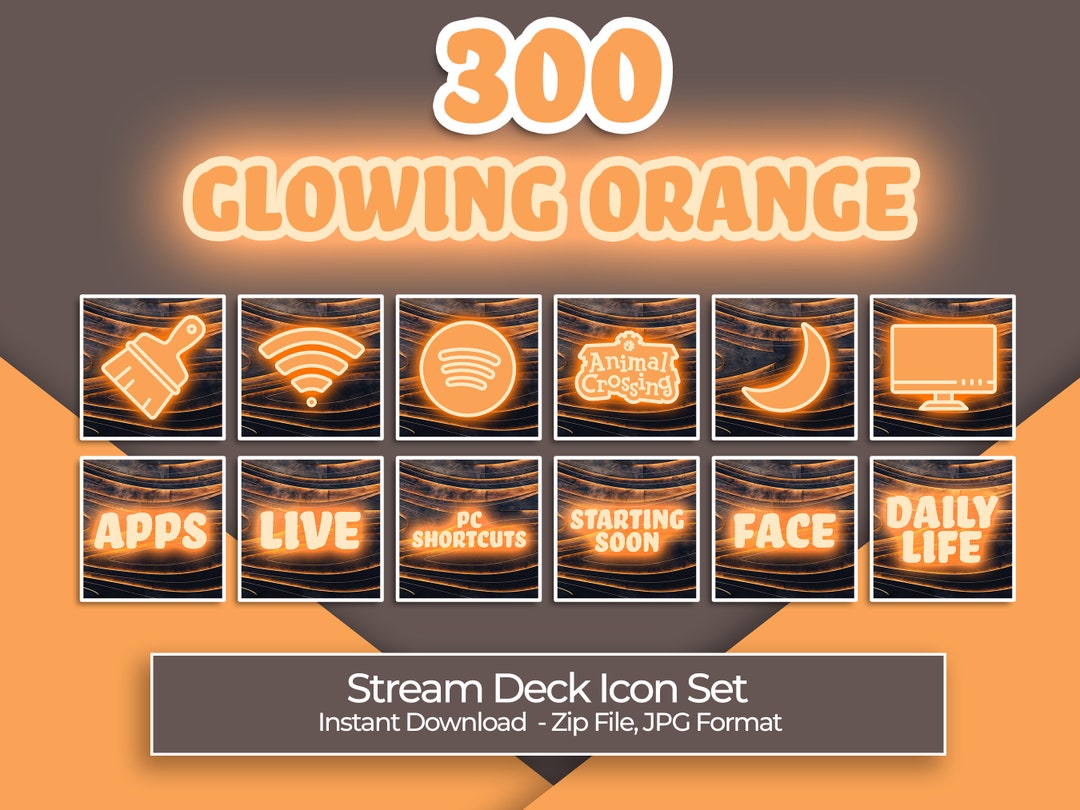 Neon Glowing Orange Icons - 300 Stream Deck Icons | Streamers ...
