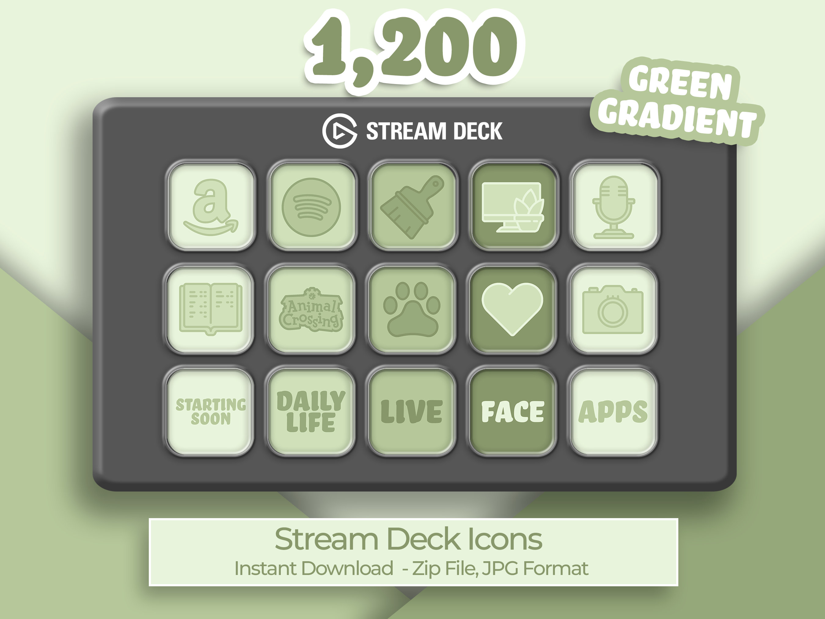 Green Gradient - 1,200 Stream Deck Icons | Streamers, Streaming, Twitch ...
