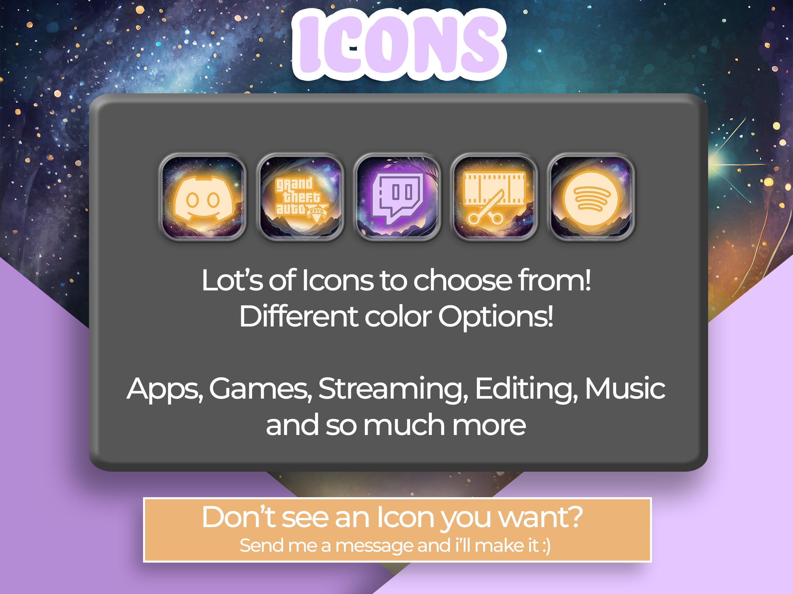 Neon Galaxy - 900 Stream Deck Icons | Streamers, Streaming, Twitch - Etsy