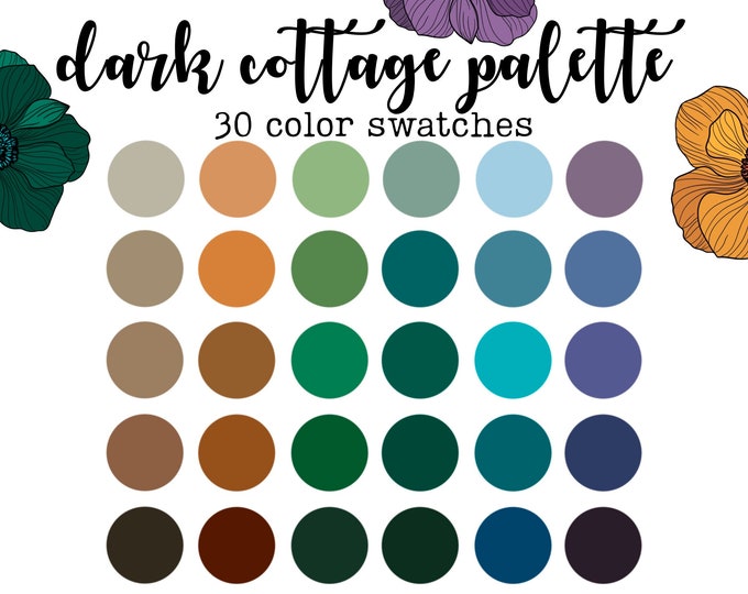 Dark Cottage Core Color Palette Set of 30 Color Swatches - Etsy