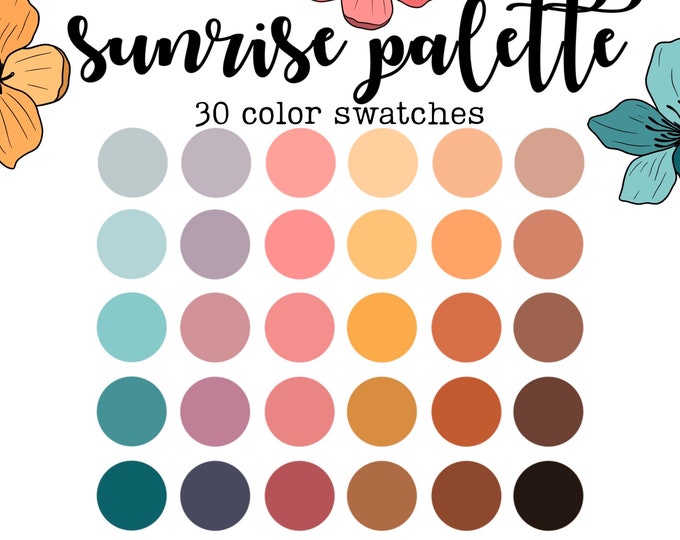 Sunrise Color Palette - Set of 30 Color Swatches - Etsy